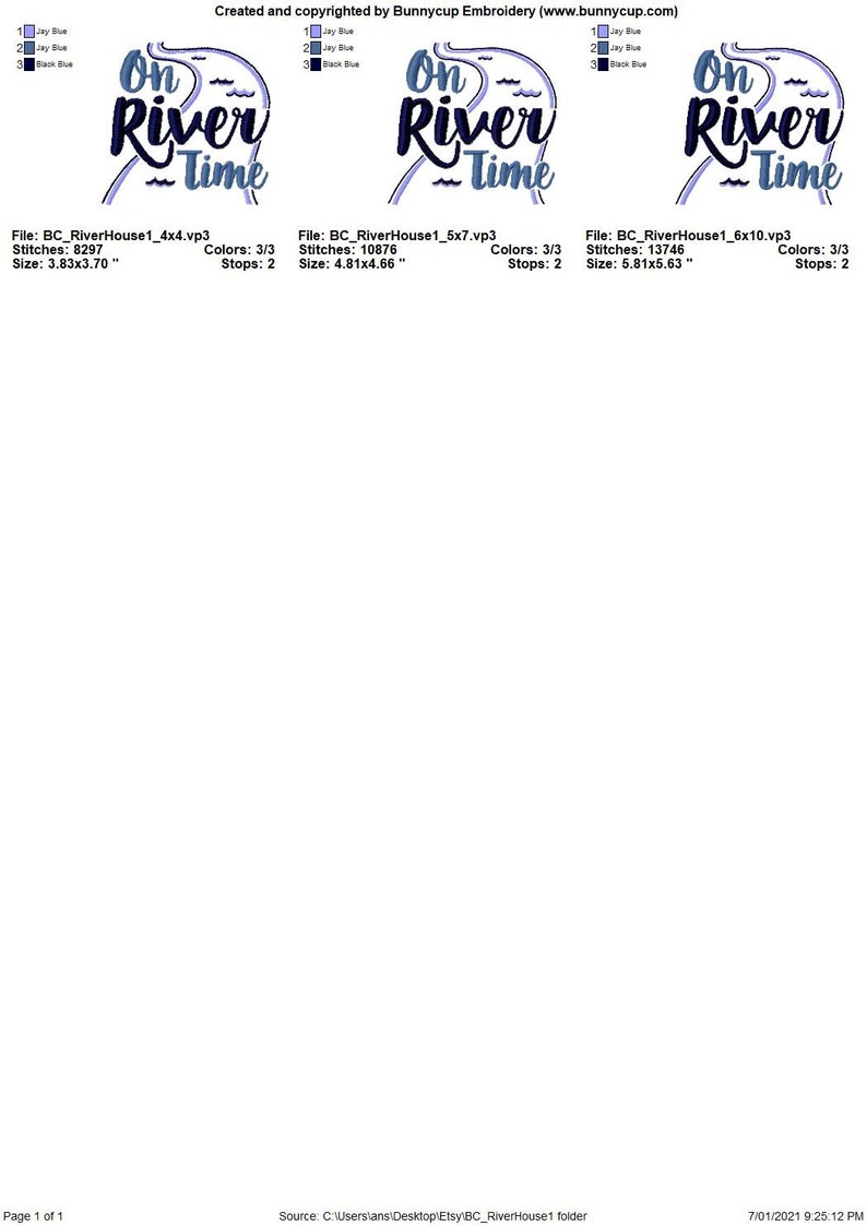 On River Time Filled Stitch Embroidery Design 4x4 5x7 6x10 - Etsy