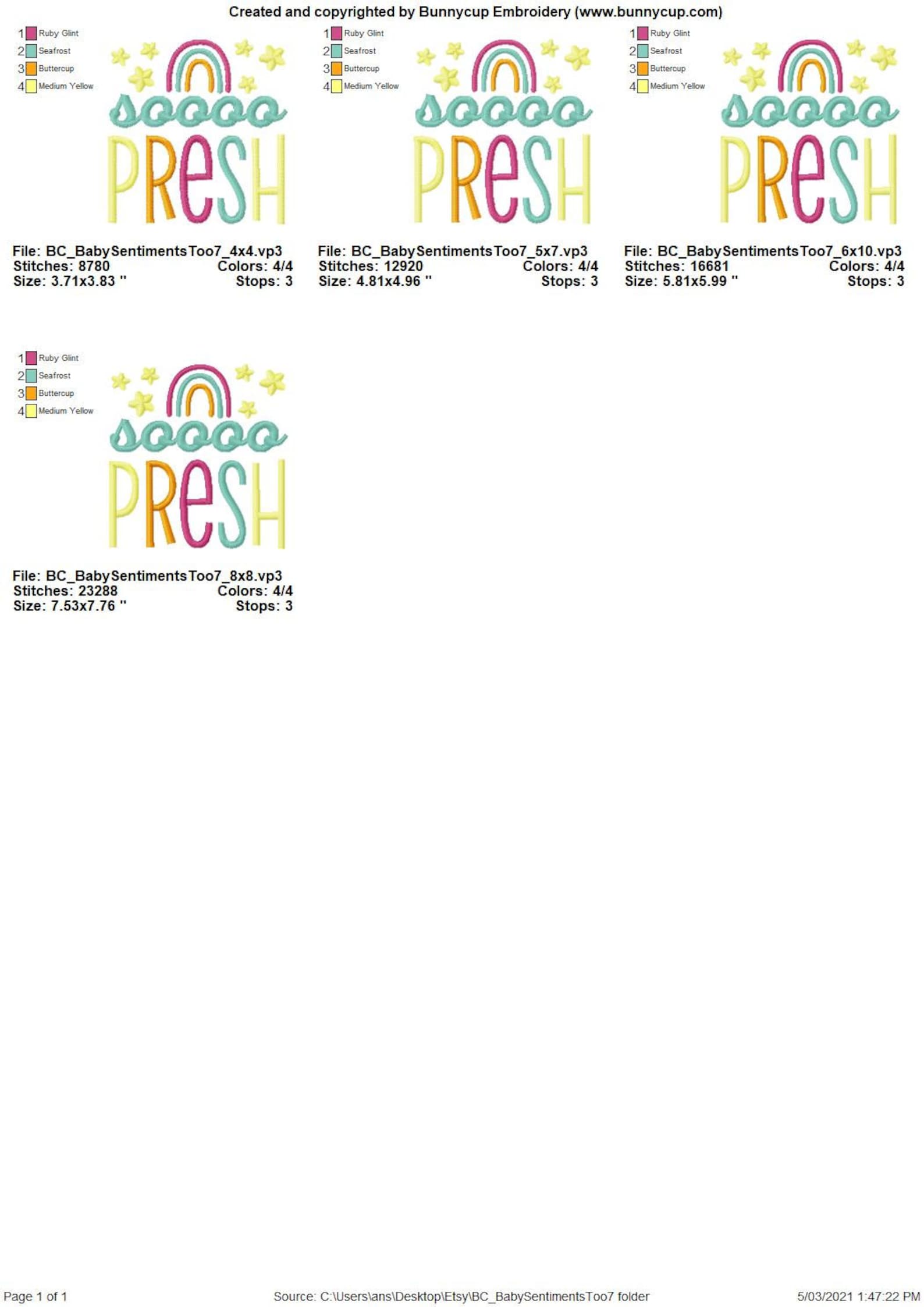 So Presh Machine Embroidery Design 4x4 5x7 6x10 8x8 Sizes | Etsy