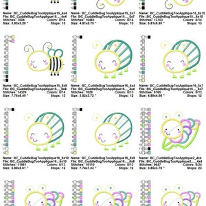 Cuddle Bug Too Applique - 16 Machine Embroidery Designs - 4x4 5x7 6x10 ...