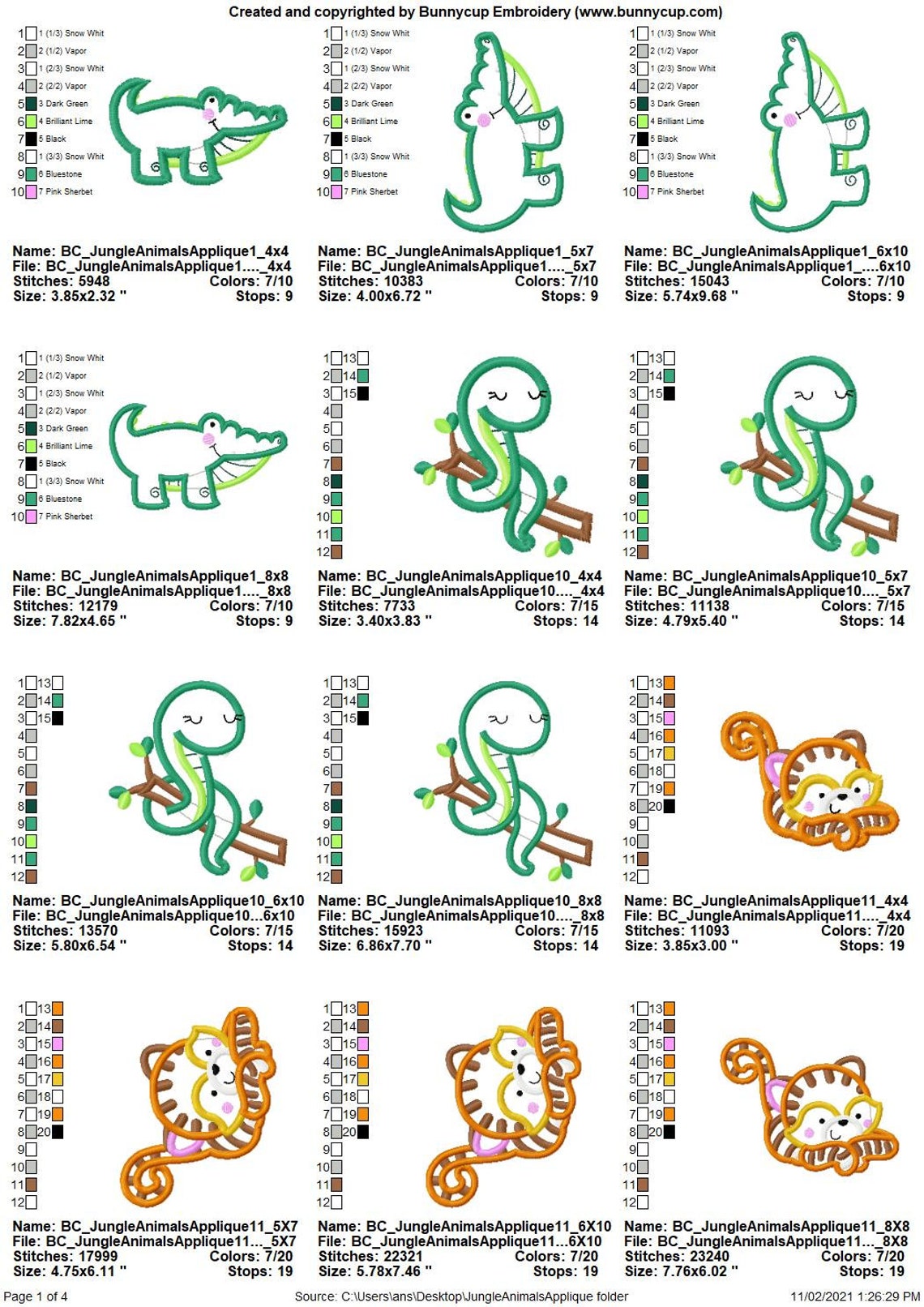 Jungle Animals Applique 12 Machine Embroidery Designs 4x4 - Etsy