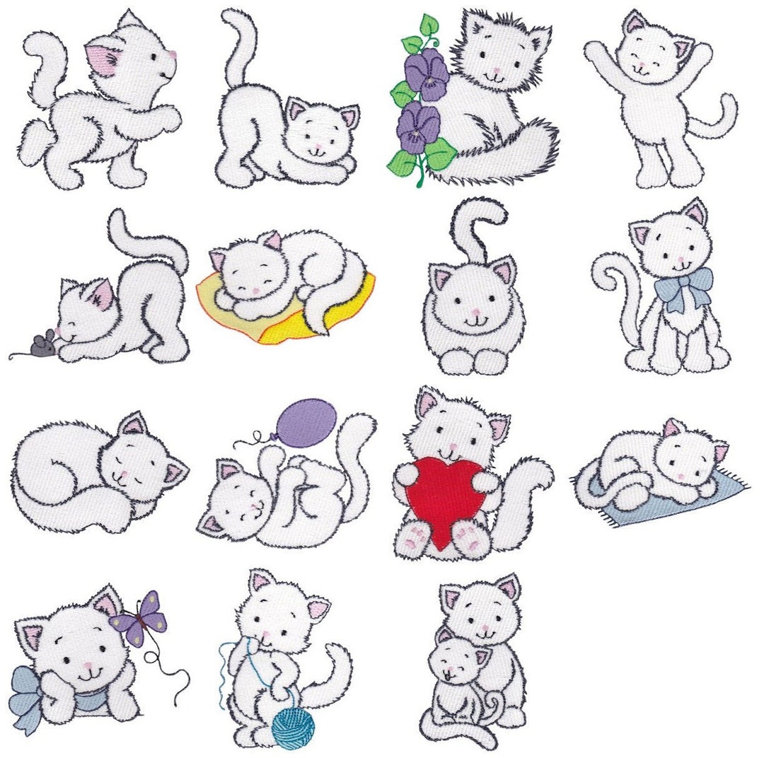 Precious Kittens Filled Stitch Machine Embroidery Designs 4x4 5x7 - Etsy