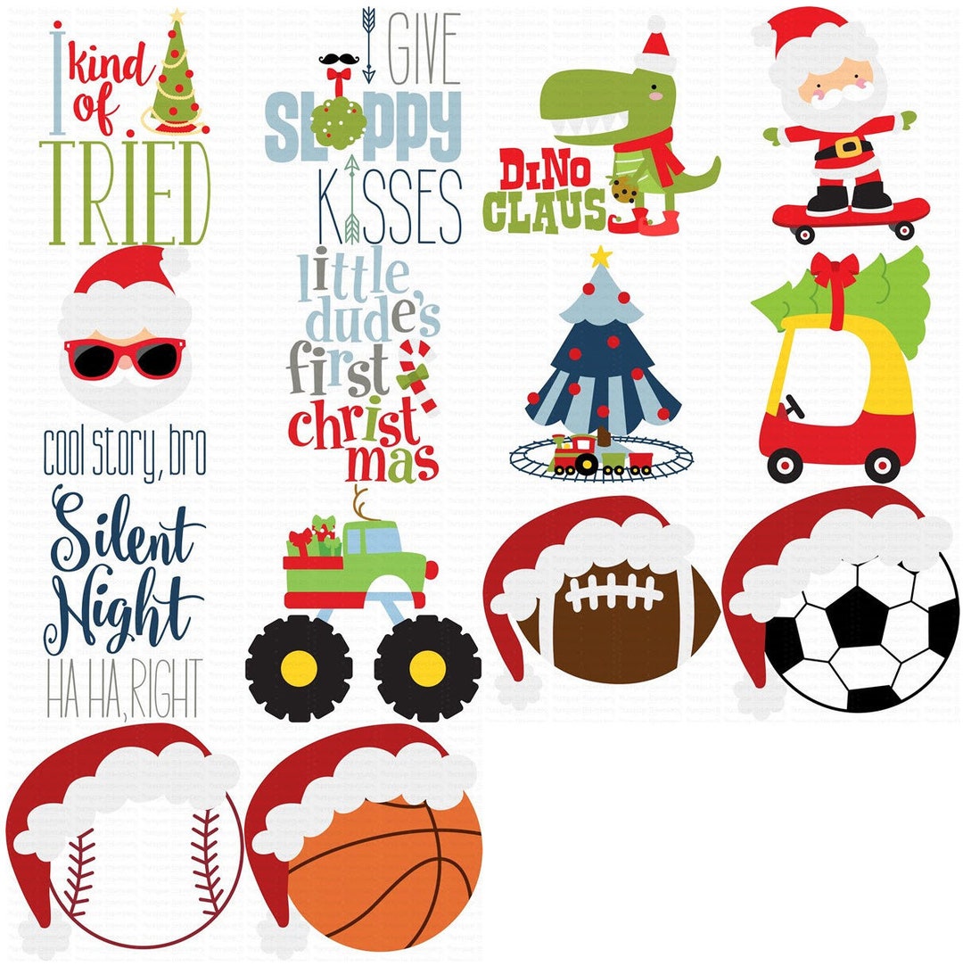 Boys Christmas SVG Bundle - 14 SVG, Clipart, Cut and Printable Files ...