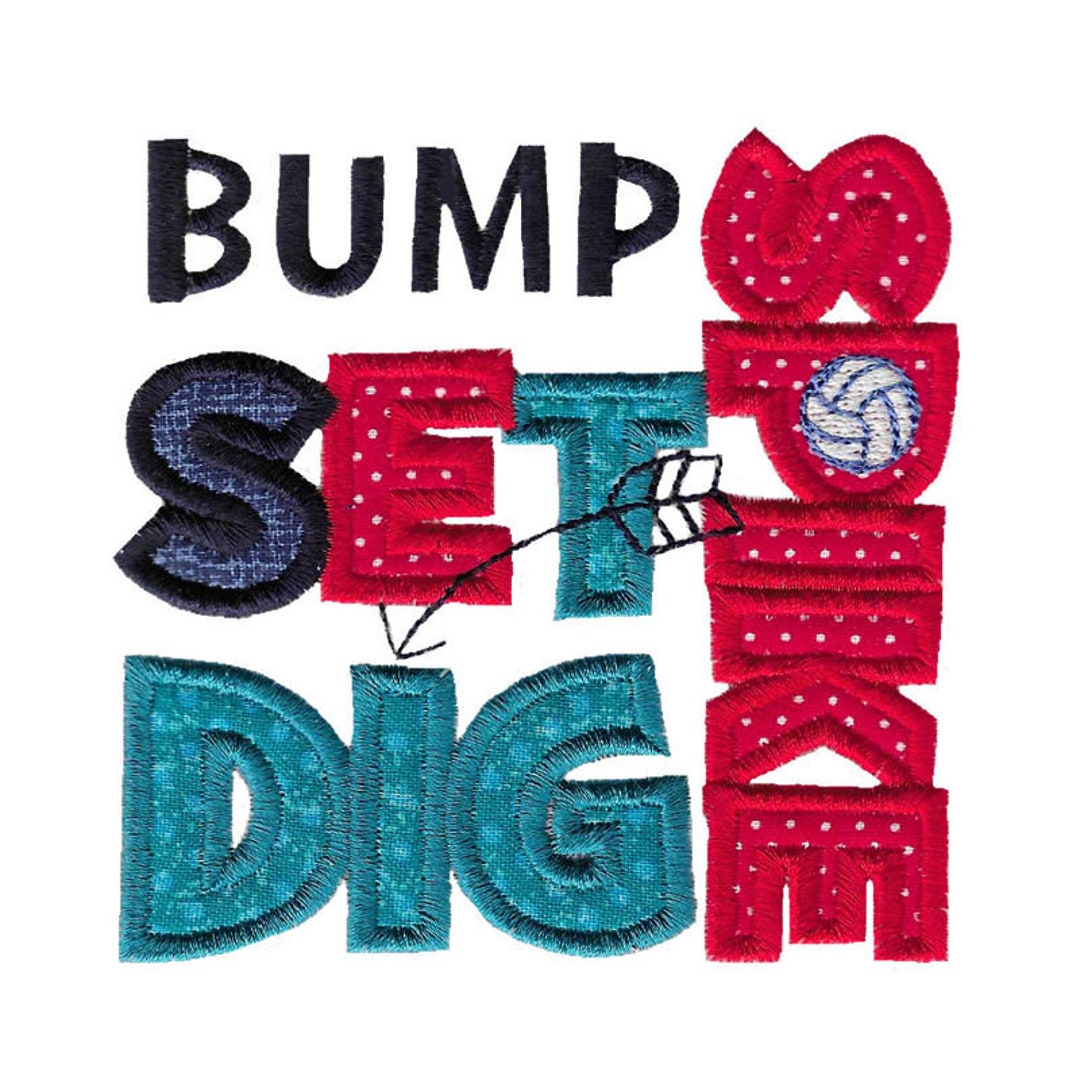 Bump Set Dig Spike - Applique Machine Embroidery Design - 4x4 5x7 6x10 ...