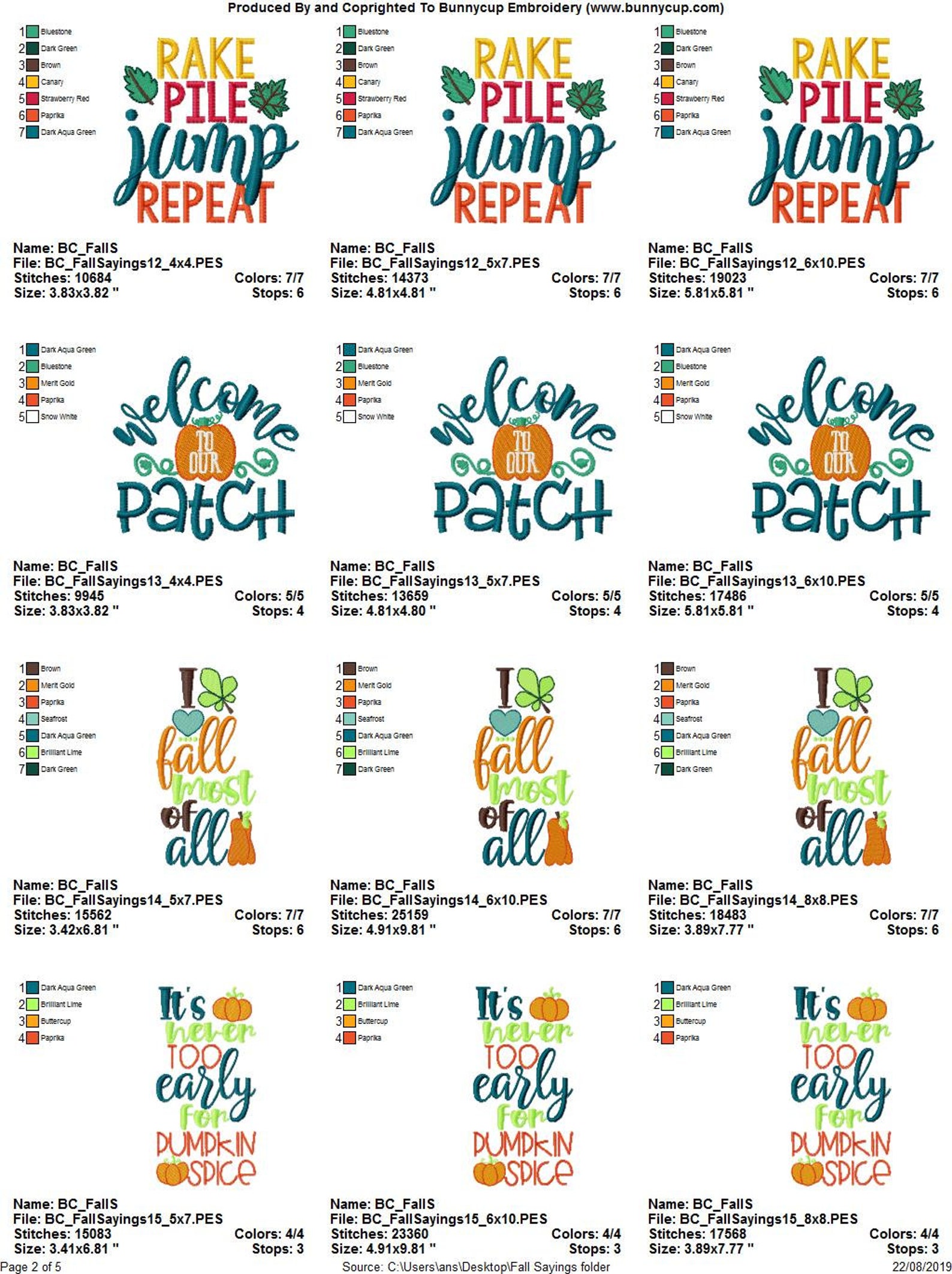 Fall Sayings - 15 Machine Embroidery Designs - Multiple Sizes - Autumn ...