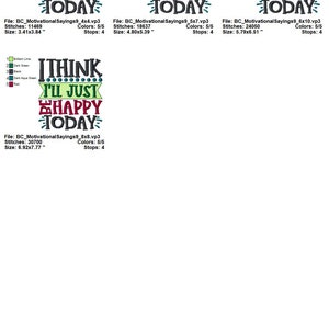 I Think I Will Just Be Happy Today - Embroidery Design - 4x4 5x7 6x10 ...