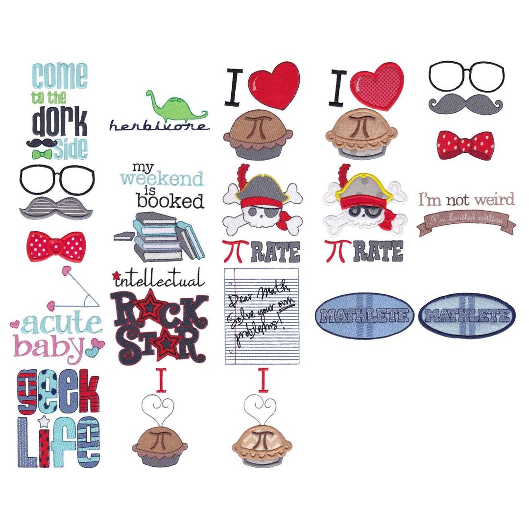 Nerds - 18 Machine Embroidery Designs - 4x4 5x7 Inch Hoop Sizes - Nerd ...