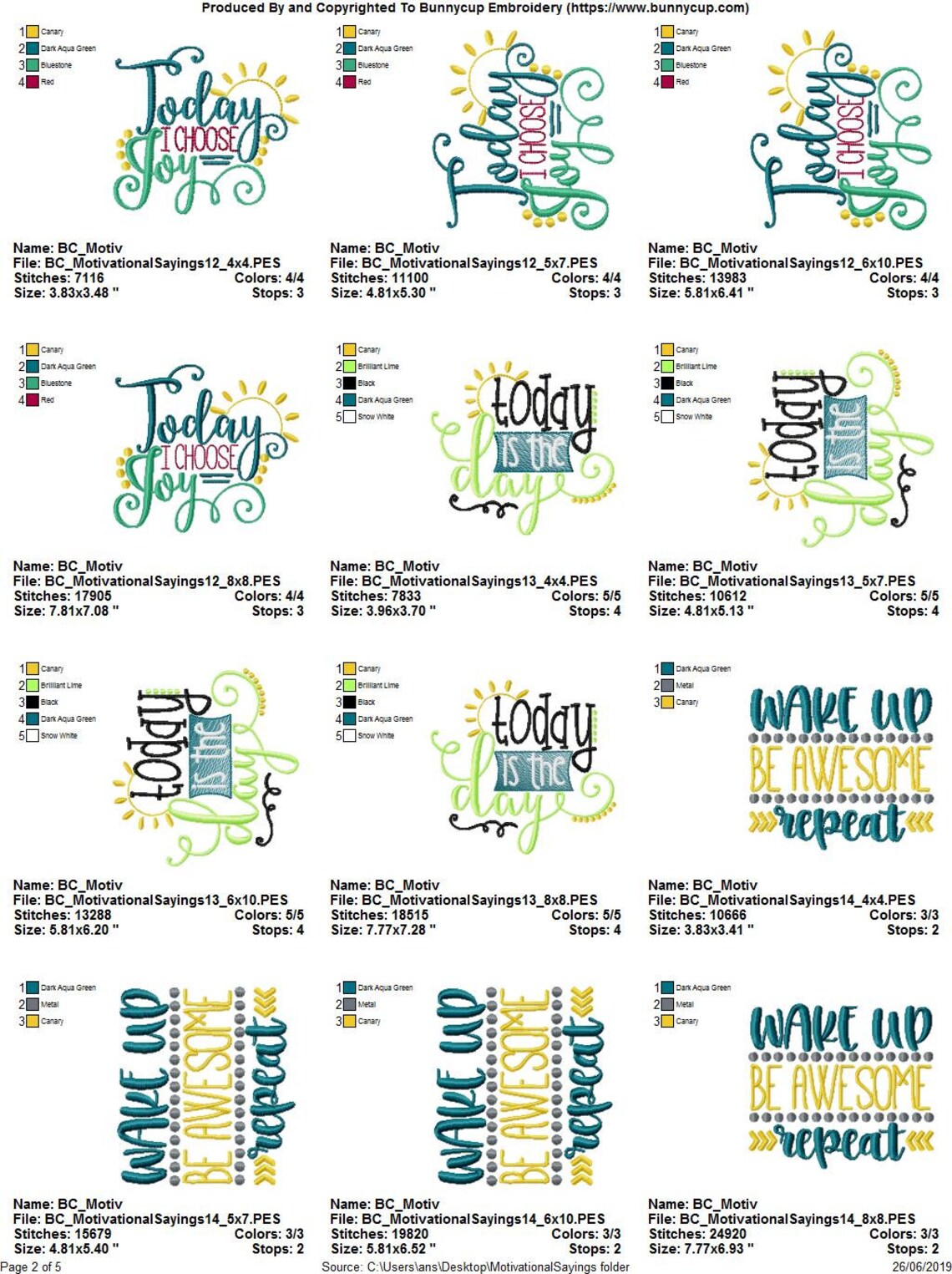 Motivational Sayings - 15 Machine Embroidery Designs - Multiple Sizes ...