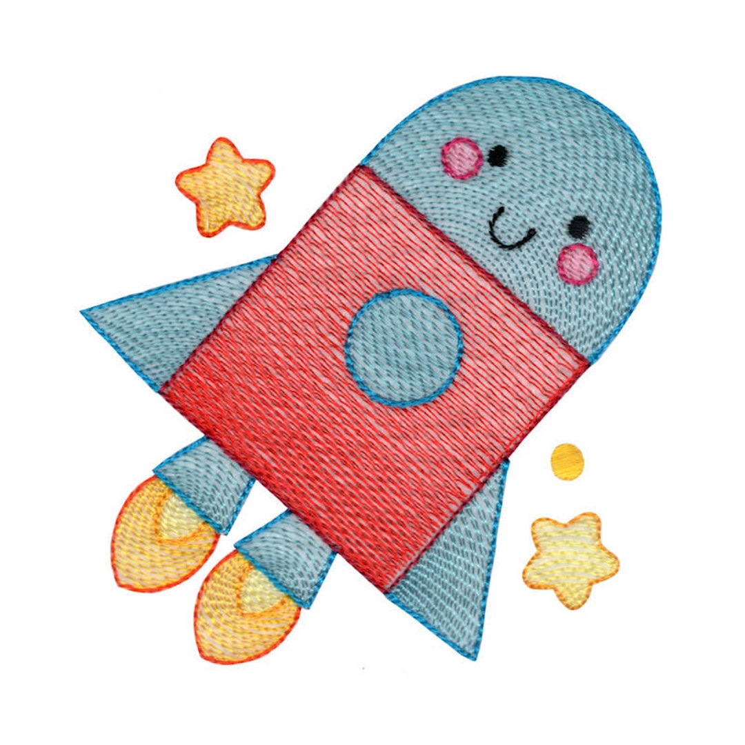 Sketch Rocket Ship Embroidery Design - Multiple Sizes Included - Sketch ...