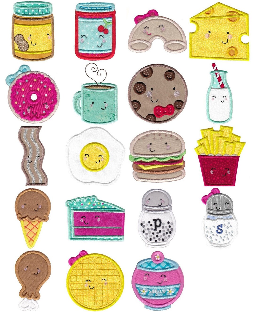Applique Food - 19 Machine Embroidery Designs - 4x4 5x7 6x10 8x8 Sizes ...