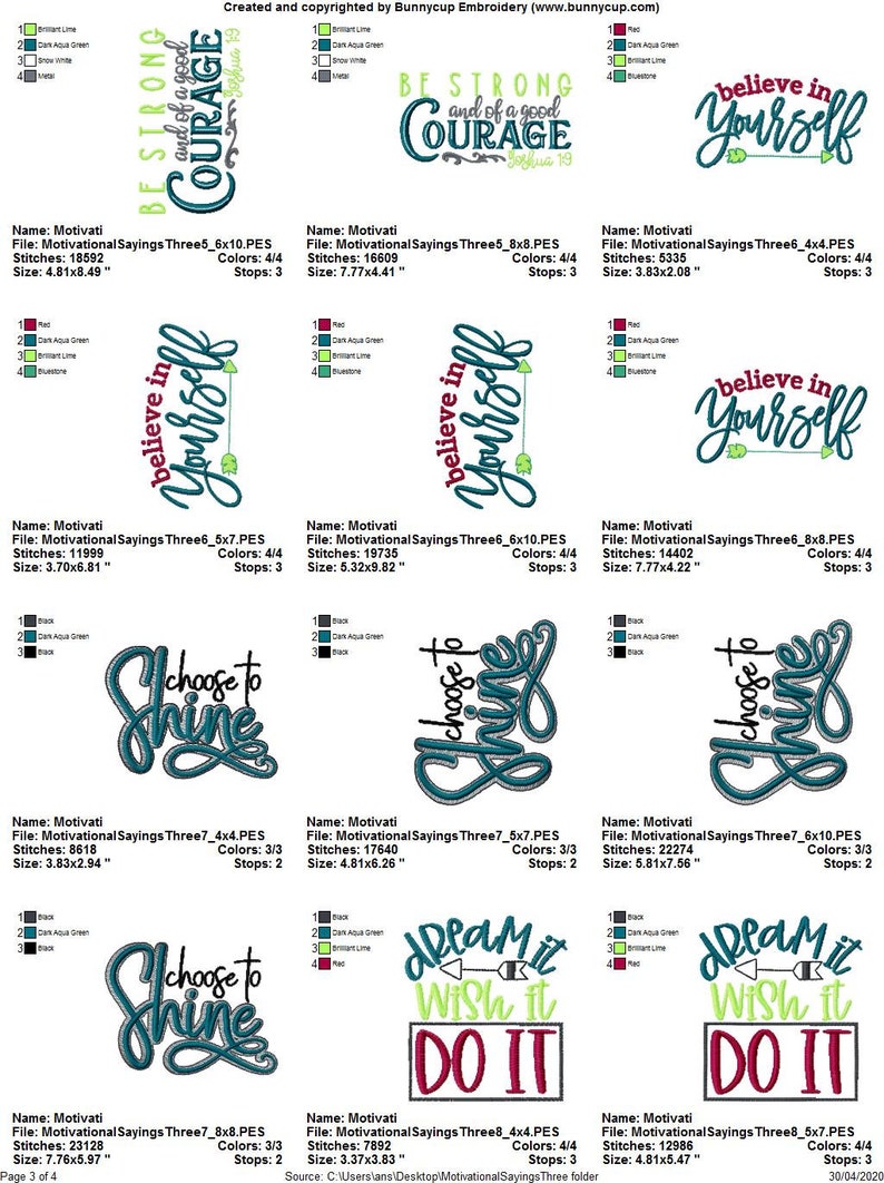 Motivational Sayings Three - 13 Machine Embroidery Designs - Multiple ...