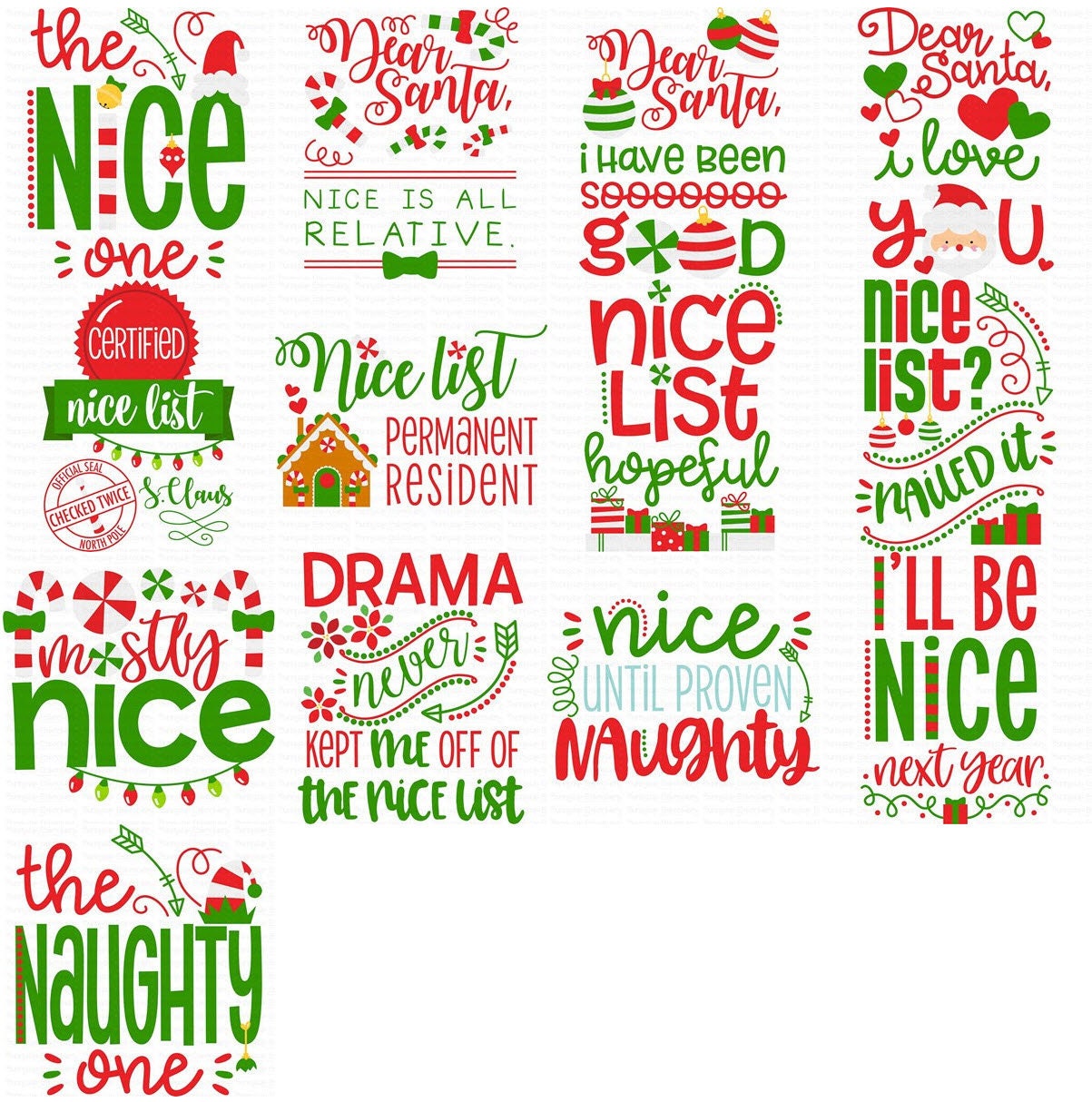 Christmas Nice List SVG Bundle 13 SVG Clipart Cut and - Etsy