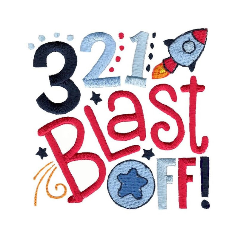 3 2 1 Blast off Machine Embroidery Design 4x4 5x7 Sizes - Etsy