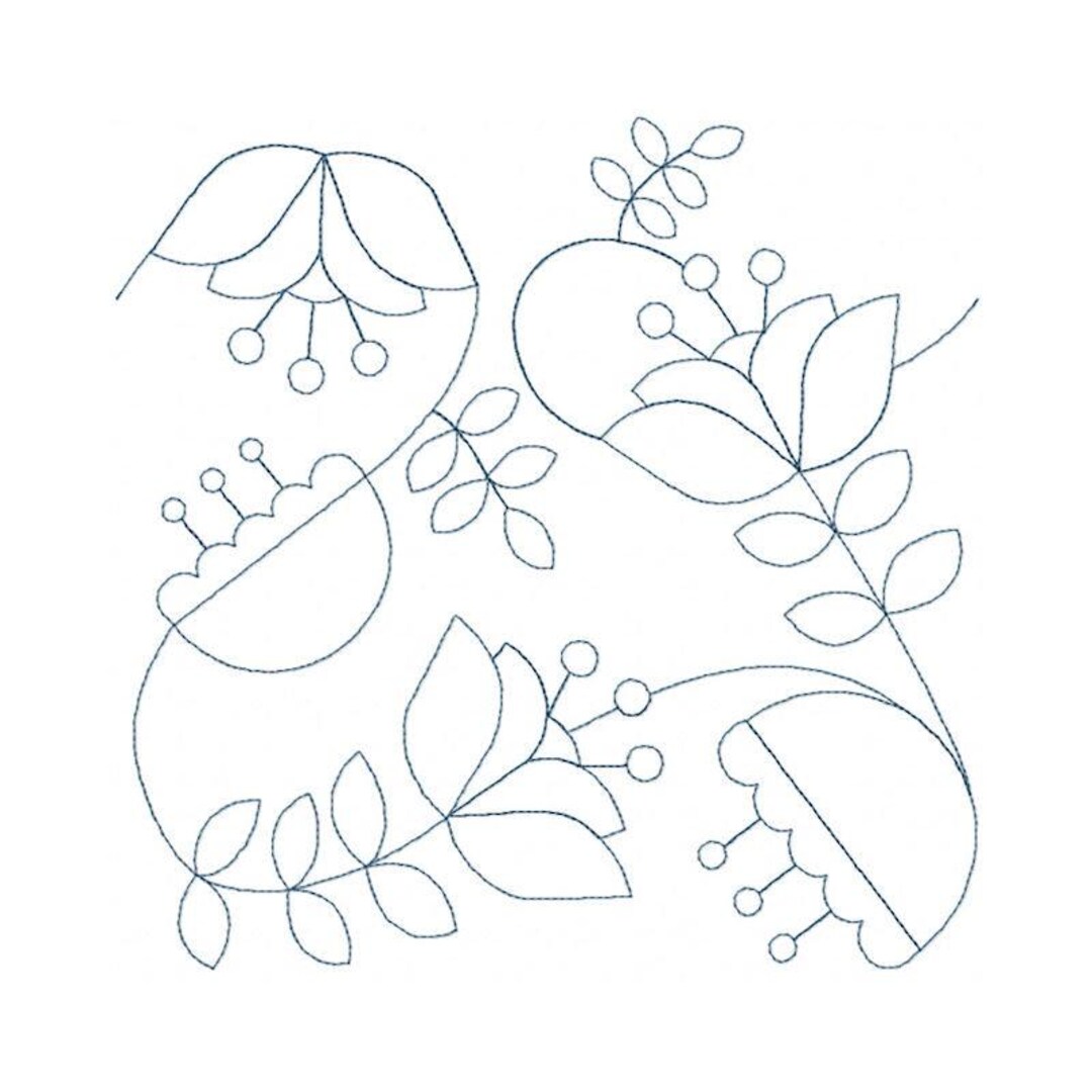 Folk Art Flowers Quilt Block - Digital Pantograph for Long Arm Quilting Machines - E2E Quilt ...