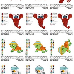 Fun Sea Creatures - 12 Machine Embroidery Designs - 3, 4 & 5 Inch Sizes ...