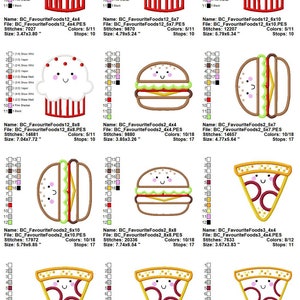 Favorite Foods Applique - 12 Machine Embroidery Designs - 4x4 5x7 6x10 ...