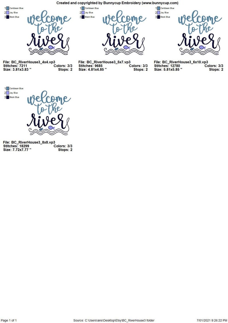 Welcome to the River Filled Stitch Embroidery Design 4x4 - Etsy