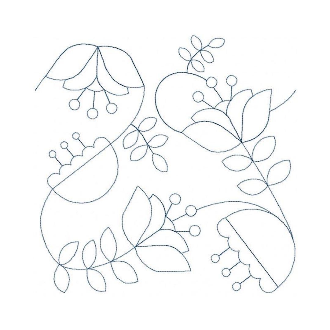 Folk Art Flowers Quilt Block Embroidery Design - Multiple Sizes ...