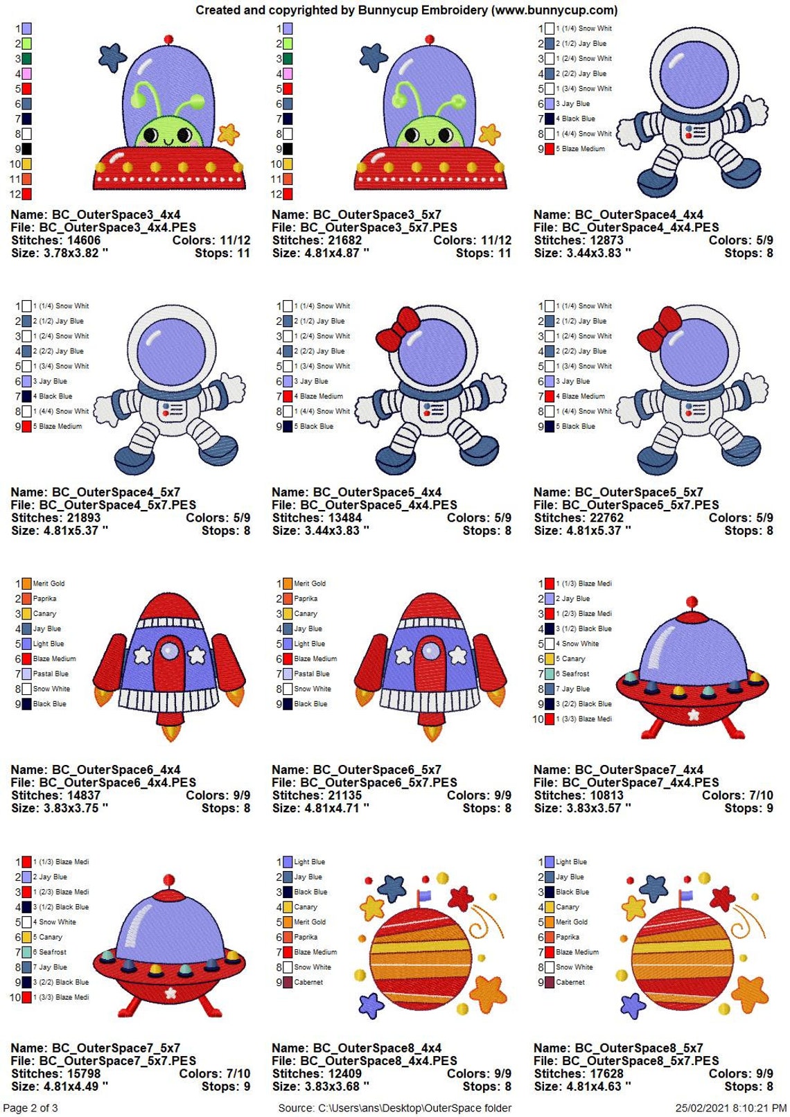 Outer Space - 13 Machine Embroidery Designs - 4x4 5x7 Inch Hoop Sizes ...