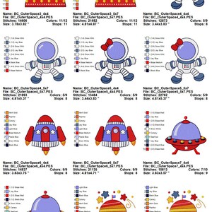 Outer Space - 13 Machine Embroidery Designs - 4x4 5x7 Inch Hoop Sizes ...