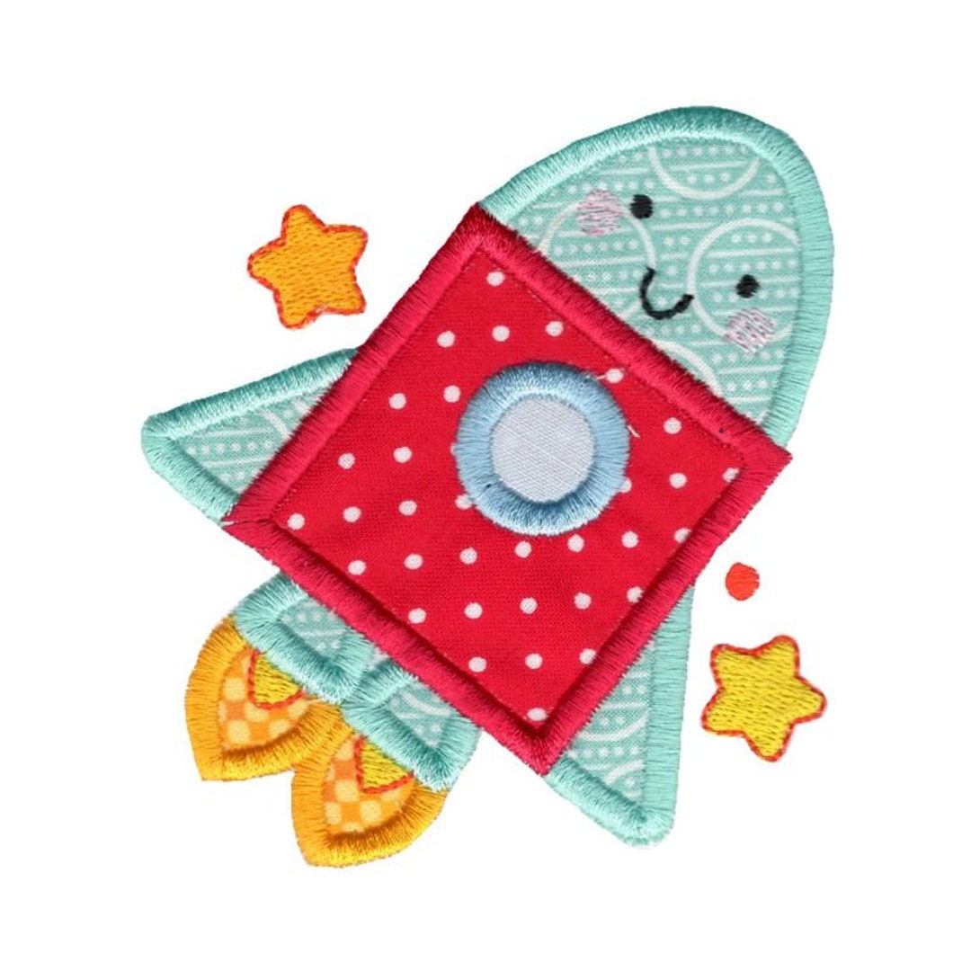 Applique Rocket Ship Embroidery Design - 4x4 5x7 6x10 8x8 Sizes ...