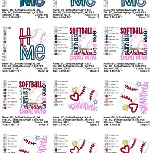 Softball Sayings - 16 Machine Embroidery Designs - Multiple Sizes ...