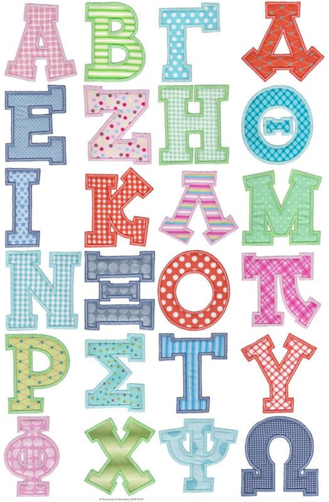 Sweet Greek Alphabet Applique Machine Embroidery Designs 3, 4, 5 & 6 ...