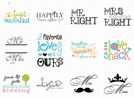 Mr and Mrs Bundle Clipart and SVG 12 SVG and Printable - Etsy
