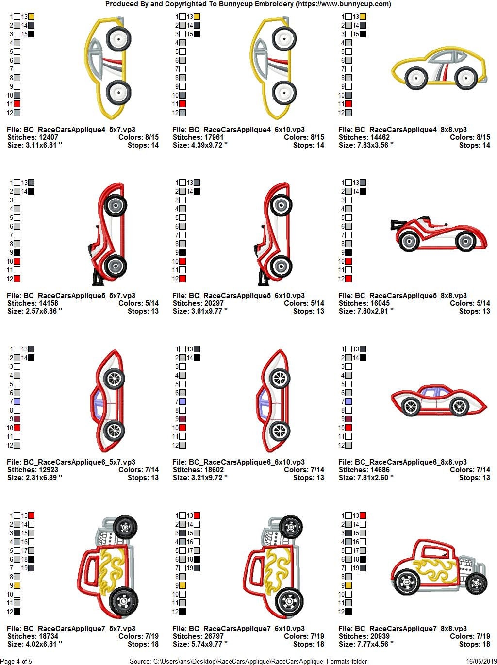 Race Cars Applique 21 Different Applique Machine Embroidery - Etsy