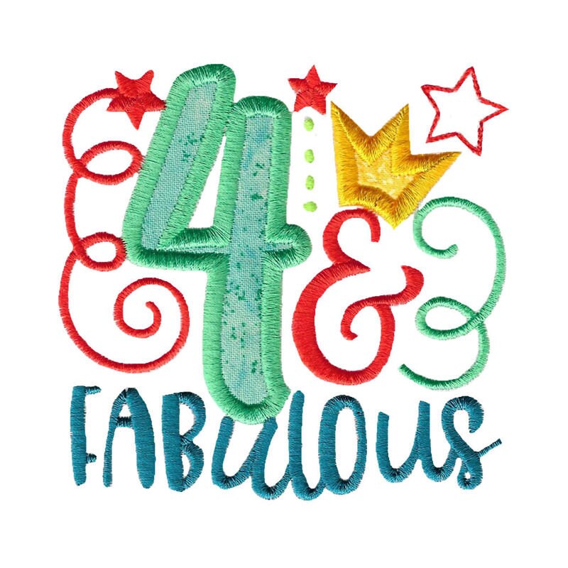 Four & Fabulous Machine Embroidery Design 4x4 5x7 6x10 8x8 - Etsy