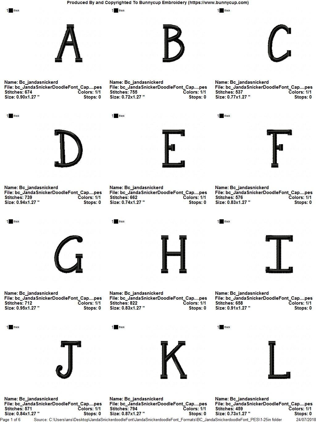 Snickerdoodle Machine Embroidery Font 1 1.25 1.5 1.75 2 | Etsy