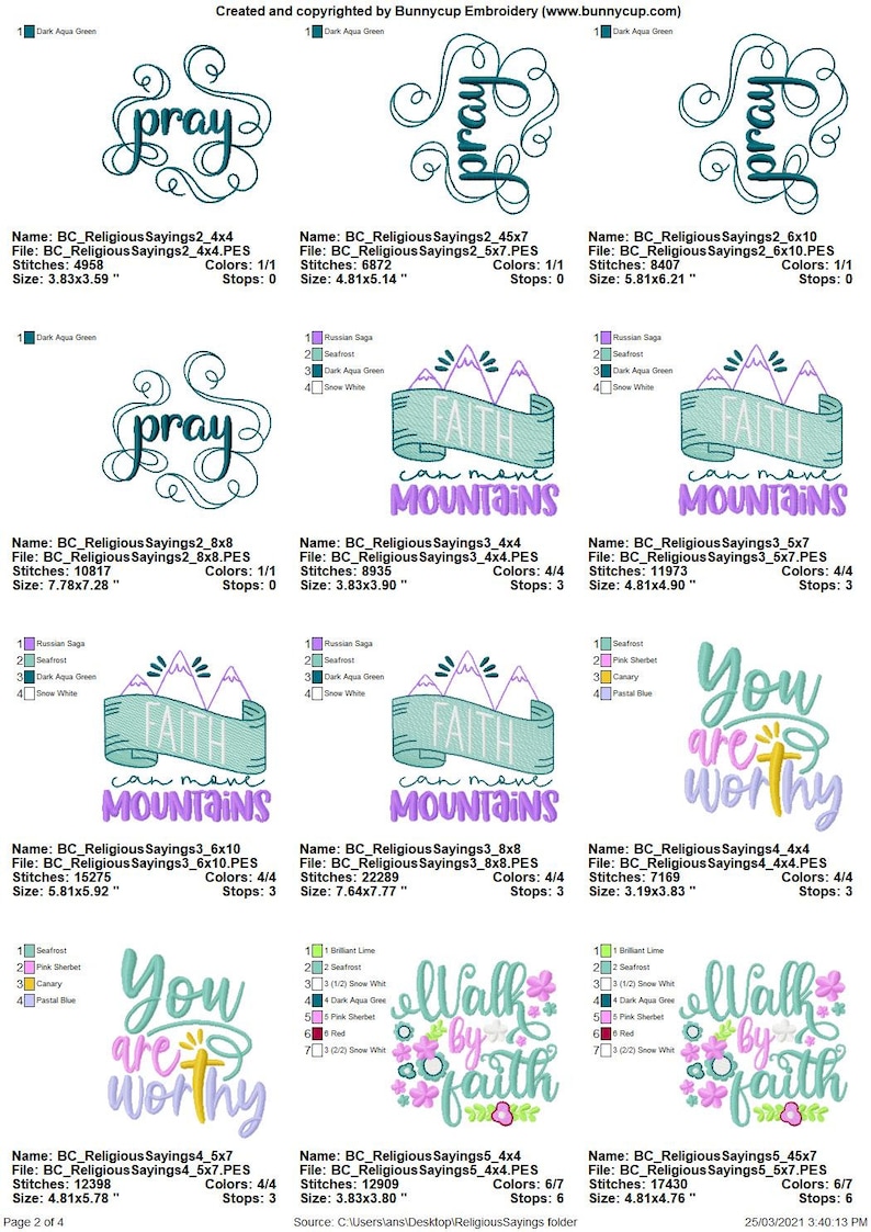 Religious Sayings - 12 Machine Embroidery Designs - Multiple Sizes ...