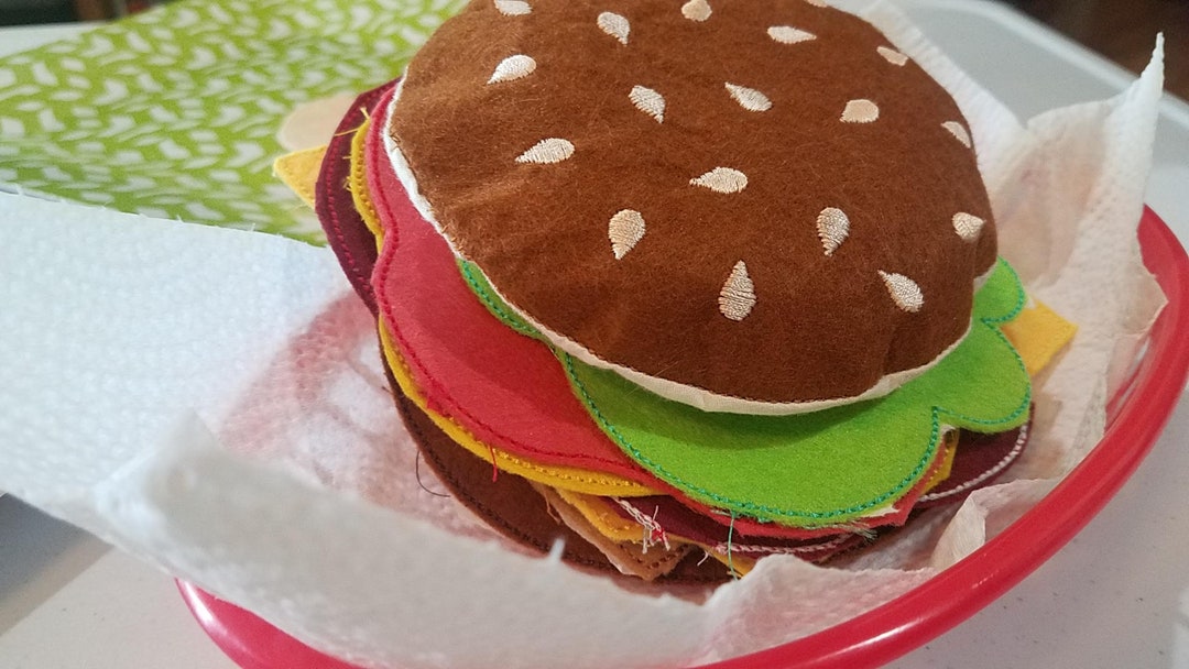 Burger in the Hoop Embroidery Designs - 4x4 5x7 6x10 8x8 Sizes Included ...