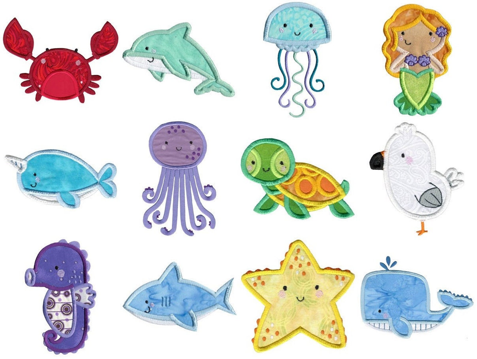 Boxy Sea Life Applique 12 Machine Embroidery Designs 4x4 - Etsy