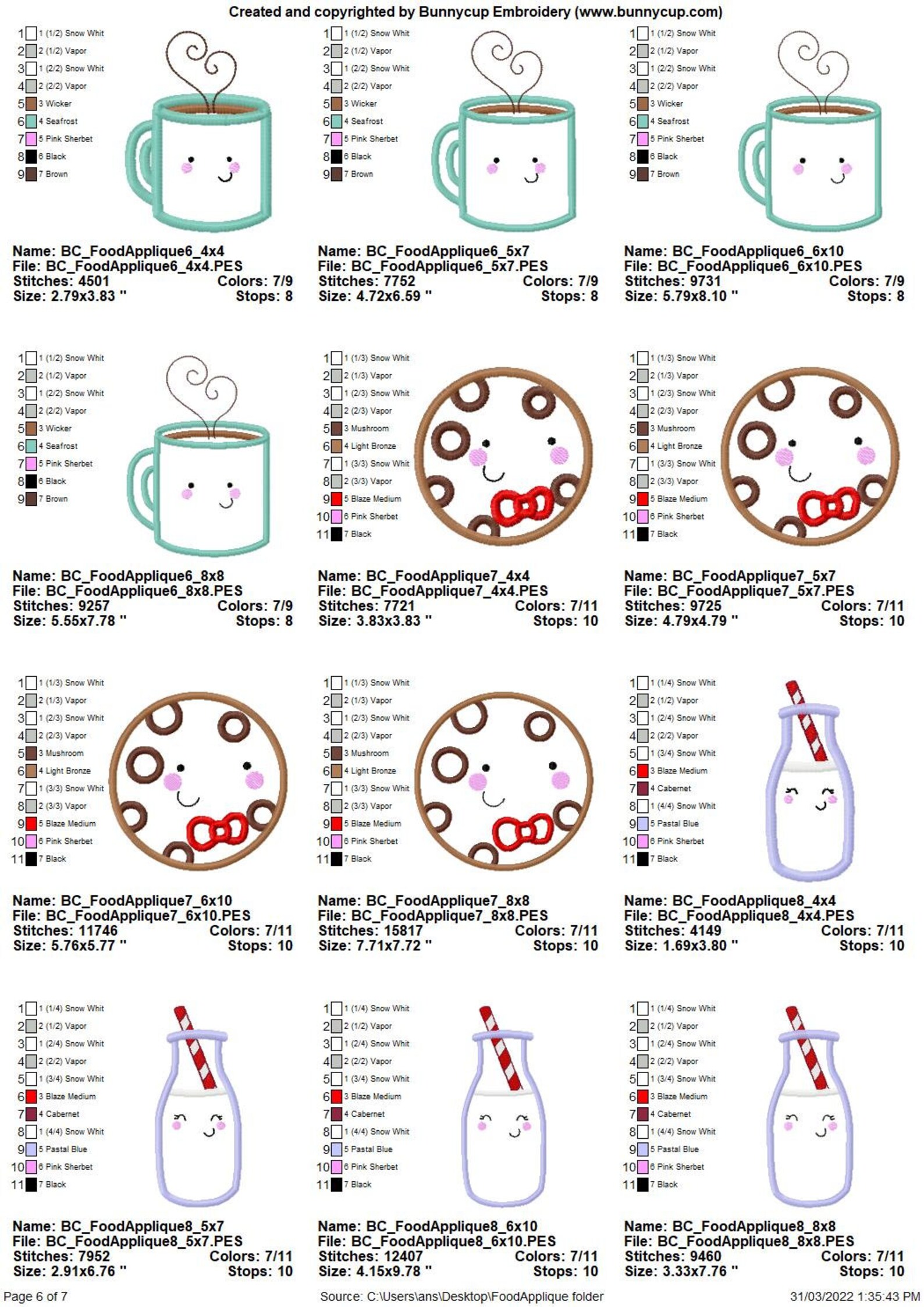 Applique Food 19 Machine Embroidery Designs 4x4 5x7 6x10 - Etsy