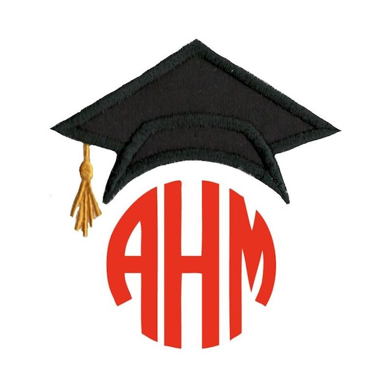 Graduation Cap Monogram Topper Applique Machine Embroidery | Etsy