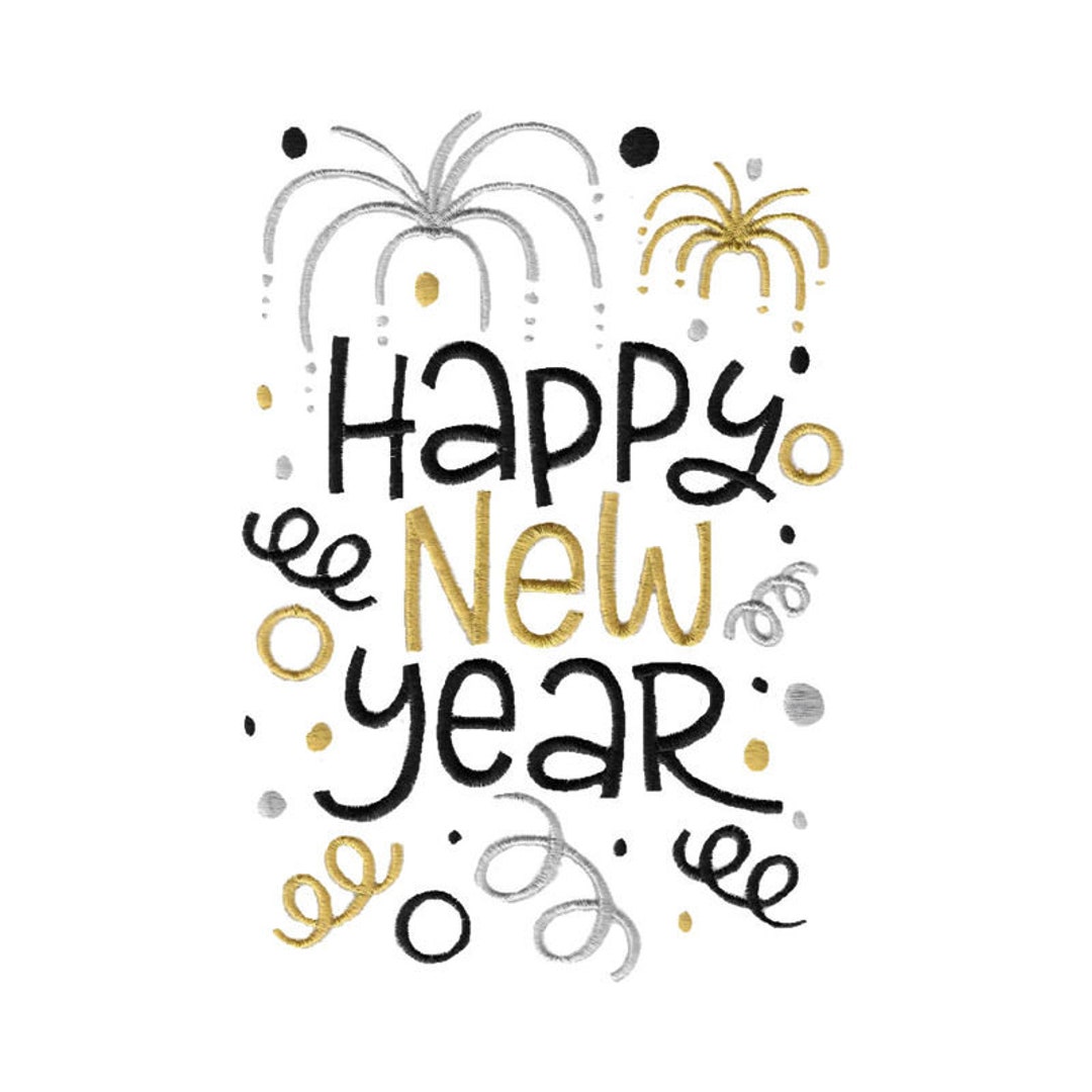 Happy New Year Embroidery Design - Multple Sizes Included - Happy New ...