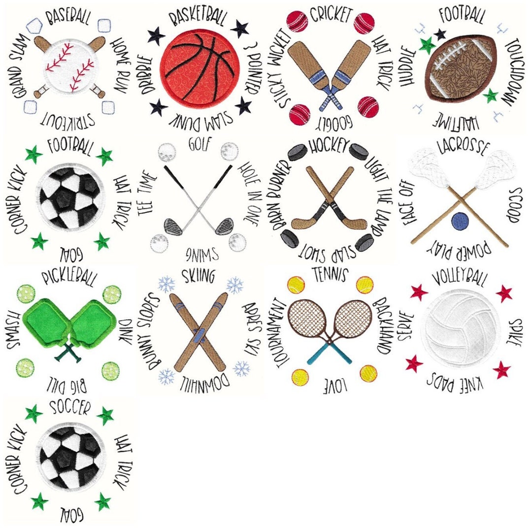 Sports Circles - 13 Machine Embroidery Designs - Multiple Sizes ...