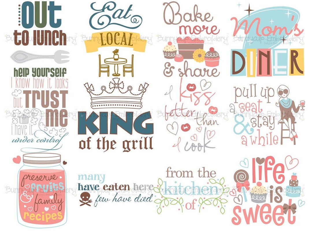 In My Kitchen Sentiments - 12 SVG and Graphic Files - Personal and ...
