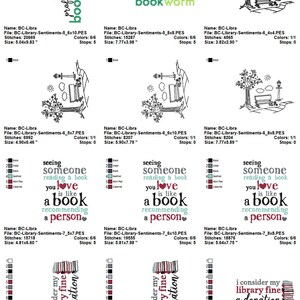 Library Sentiments - 12 Machine Embroidery Designs - Multiple Sizes ...