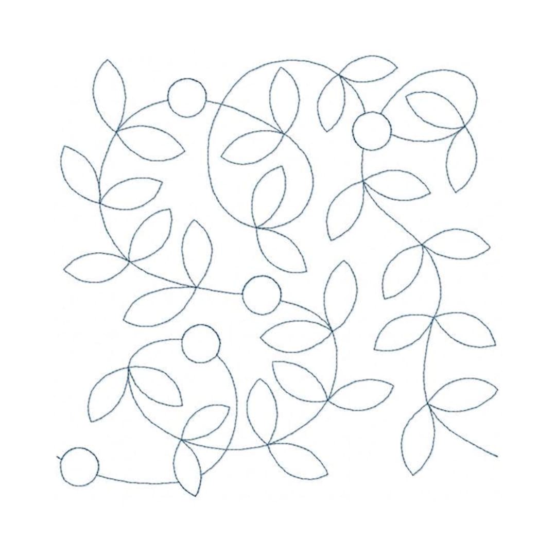 Leaves and Berries Quilt Block - Digital Pantograph for Long Arm Quilting Machines - E2E Quilt ...