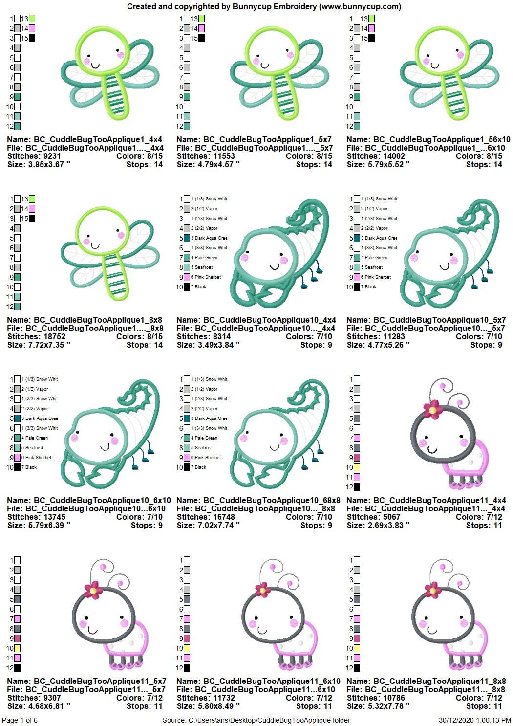 Cuddle Bug Too Applique 16 Machine Embroidery Designs 4x4 | Etsy