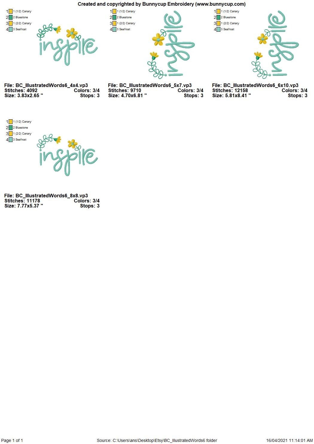 Inspire - Machine Embroidery Design - 4x4 5x7 6x10 8x8 Sizes Included ...