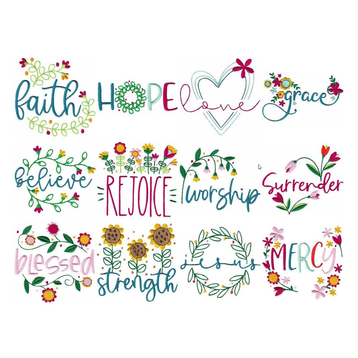 Religious Words - 12 Machine Embroidery Designs - Multiple Sizes ...