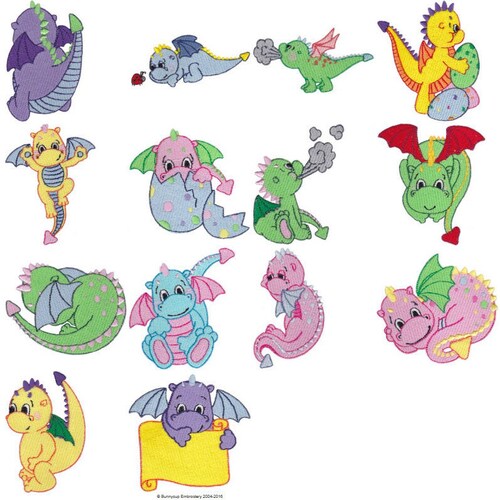 Baby Dragon Design 12 Filled Stitch Machine Embroidery Design - Etsy