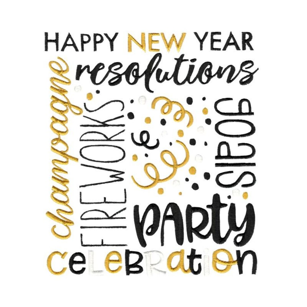 New Years Subway Art - Machine Embroidery Design - 5x7 6x10 8x8 Sizes ...