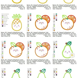 Happy Fruit Applique - 13 Machine Embroidery Designs - 4x4 5x7 6x10 8x8 ...