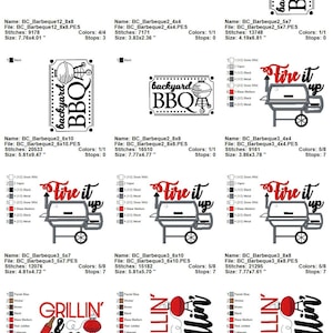 Barbeque - 12 Machine Embroidery Designs - Multiple Sizes Included ...