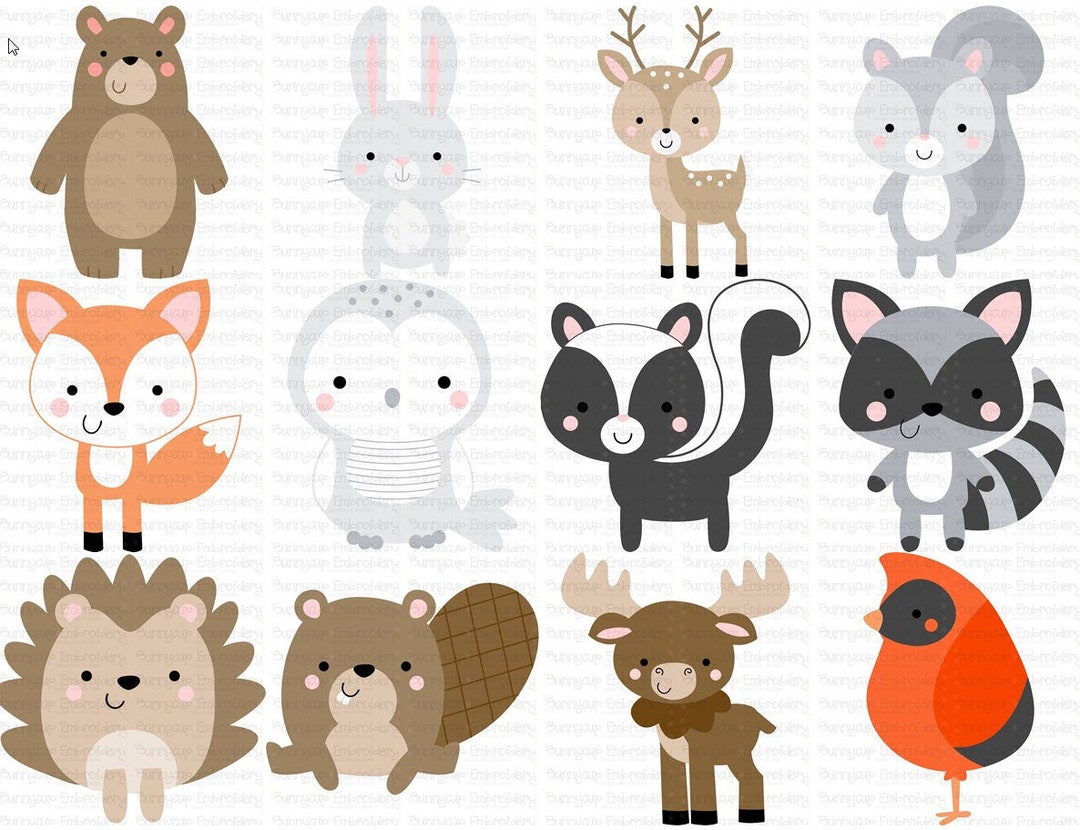 Boxy Forest Animals Bundle Clipart and SVG - 12 SVG, Clipart, Cut and ...