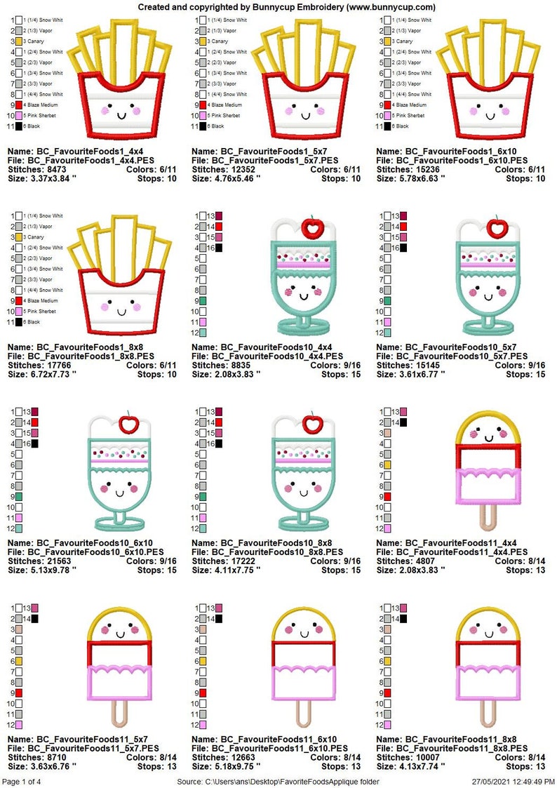 Favorite Foods Applique 12 Machine Embroidery Designs 4x4 - Etsy