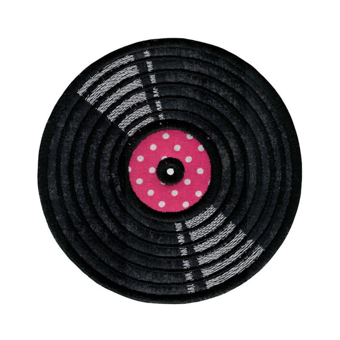 Vinyl Record Applique Embroidery Design - 4x4 5x7 6x10 8x8 Sizes ...